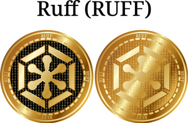 Set of physical golden coin ruff ruff Royalty Free Vector