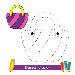Trace and color for kids bag Royalty Free Vector Image