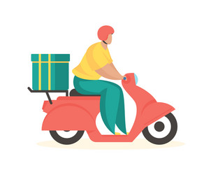 Fast delivery scooter on mobile phone order Vector Image