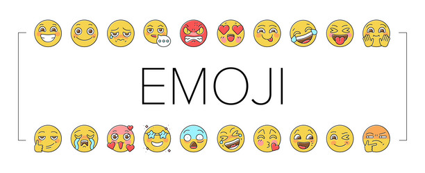 Emoji icons set social media emoticon reactions Vector Image