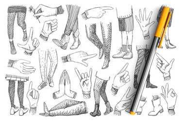 Cartoon male hands with different gesture set Vector Image