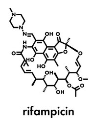 Rifampicin rifampin rifamycin class tuberculosis Vector Image