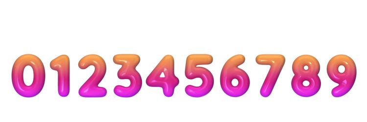 3d plastic numbers gradient of orange red Vector Image
