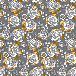 Gold rose decorative flowers seamless pattern Vector Image