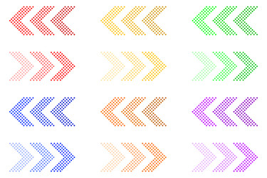 Directional arrow icon set motion colorful arrow Vector Image