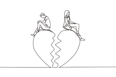 Single continuous line drawing relationship break Vector Image