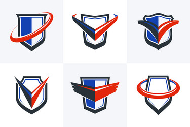 Shield logos set different ammo protection Vector Image