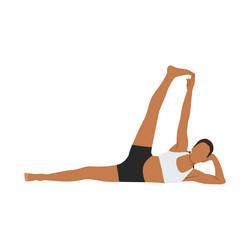 Woman doing side reclining leg lift pose Vector Image