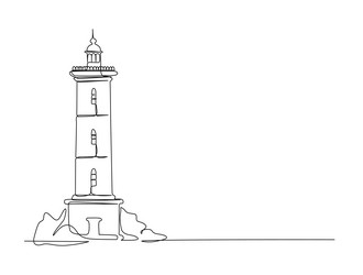 Continuous one line drawing of lighthouse tower Vector Image