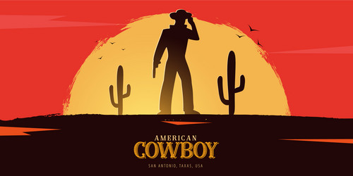 Cowboy banner wild west and rodeo with horse Vector Image