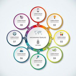 Circle chart infographic template with 8 parts Vector Image