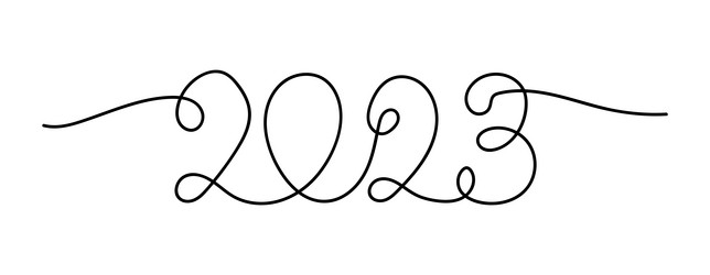 2023 continuous line hand drawn lettering Vector Image