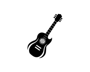 Creative guitar acoustic logo design Royalty Free Vector