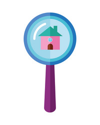 House in smartphone with magnifying glass Vector Image