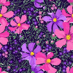 Seamless pattern with summer flowers Royalty Free Vector
