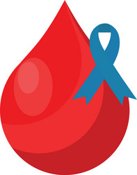Blue ribbon campaign in blood drop Royalty Free Vector Image