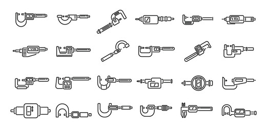 Digital micrometer icons set simple Royalty Free Vector