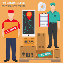 Profession and occupation set delivery officer Vector Image