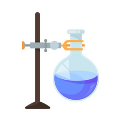 Cartoon conical flask with blue liquid Royalty Free Vector