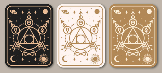 Esoteric symbols poster banner thin line Vector Image