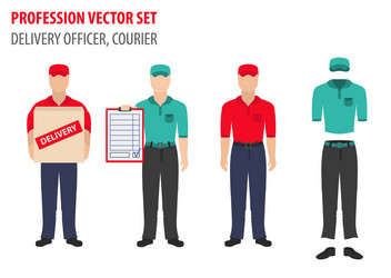 Profession and occupation set delivery officer Vector Image