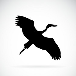 Secretary bird black silhouette cartoon Royalty Free Vector