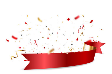 Red and gold confetti isolated on white background