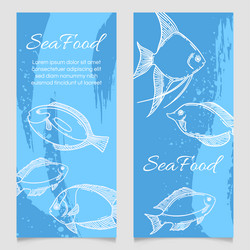 Seafood restaurant menu template hand drawn fish Vector Image