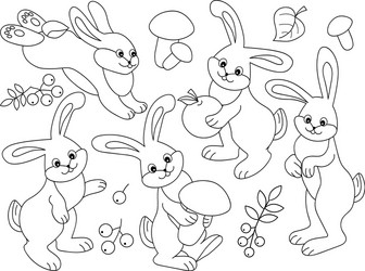 Set of cute cartoon rabbits Royalty Free Vector Image