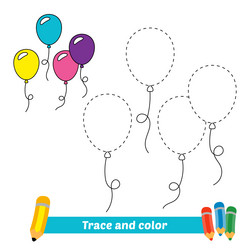 Trace and color for kids balloons Royalty Free Vector Image
