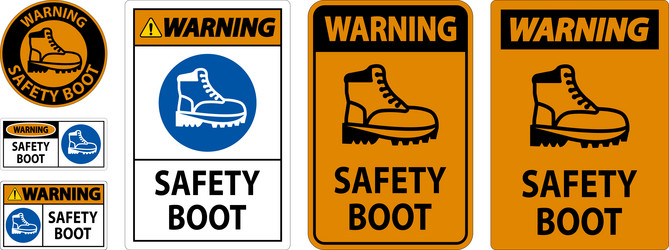 Warning safety boot sign for workplace Royalty Free Vector