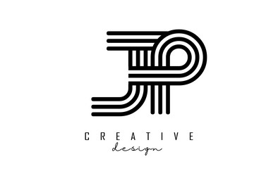 Creative golden letters jp j p logo with leading Vector Image