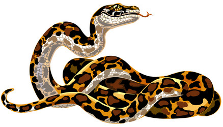 Cartoon green snake eating a mouse Royalty Free Vector Image