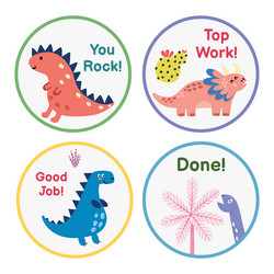 Reward stickers collection with cute dinosaurs Vector Image