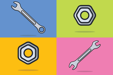 Wrench metric spanner structural bolt Royalty Free Vector