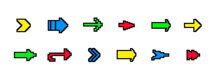 8 bit angel wings retro icon set pixel old game Vector Image