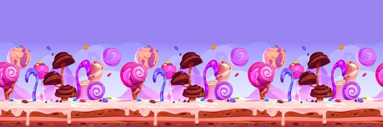 Candy planet cartoon game platform background Vector Image