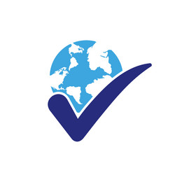 Globe check logo design Royalty Free Vector Image
