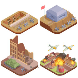 Isometric military base flowchart Royalty Free Vector Image