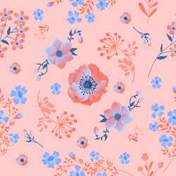 Seamless pattern with red and yellow flowers Vector Image