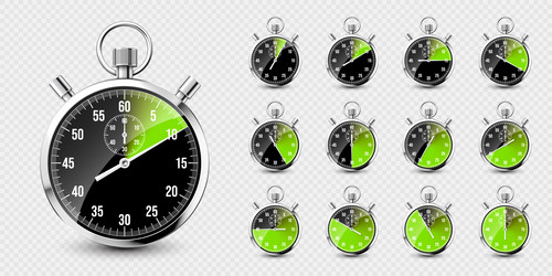 Realistic classic stopwatch shiny metal Royalty Free Vector