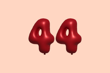 Blue 3d number 44 balloon realistic 3d helium Vector Image