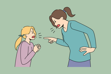 Angry mom and naughty daughter fight Royalty Free Vector