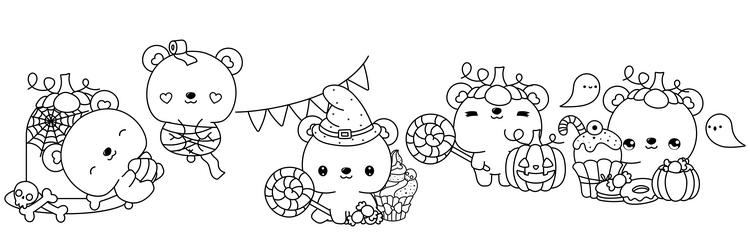 Cute halloween bear clipart for coloring page Vector Image