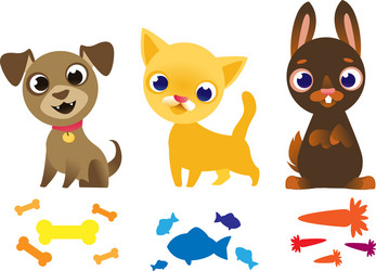 Set with pets cartoon style collection Royalty Free Vector