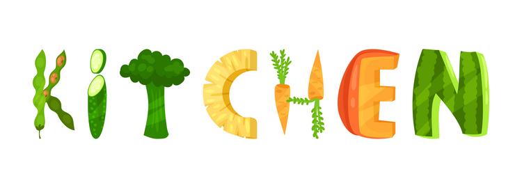 Vegetable and fruits alphabet letters Royalty Free Vector