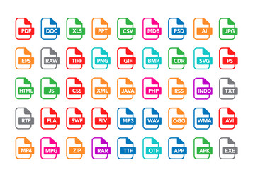 Common system file formats document types Vector Image