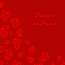 Cute cupid silhouette in frame of red heart shapes