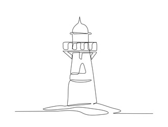 Continuous one line drawing of lighthouse tower Vector Image