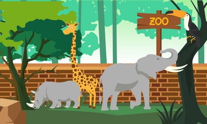 Zoo cartoon with safari animals Royalty Free Vector Image